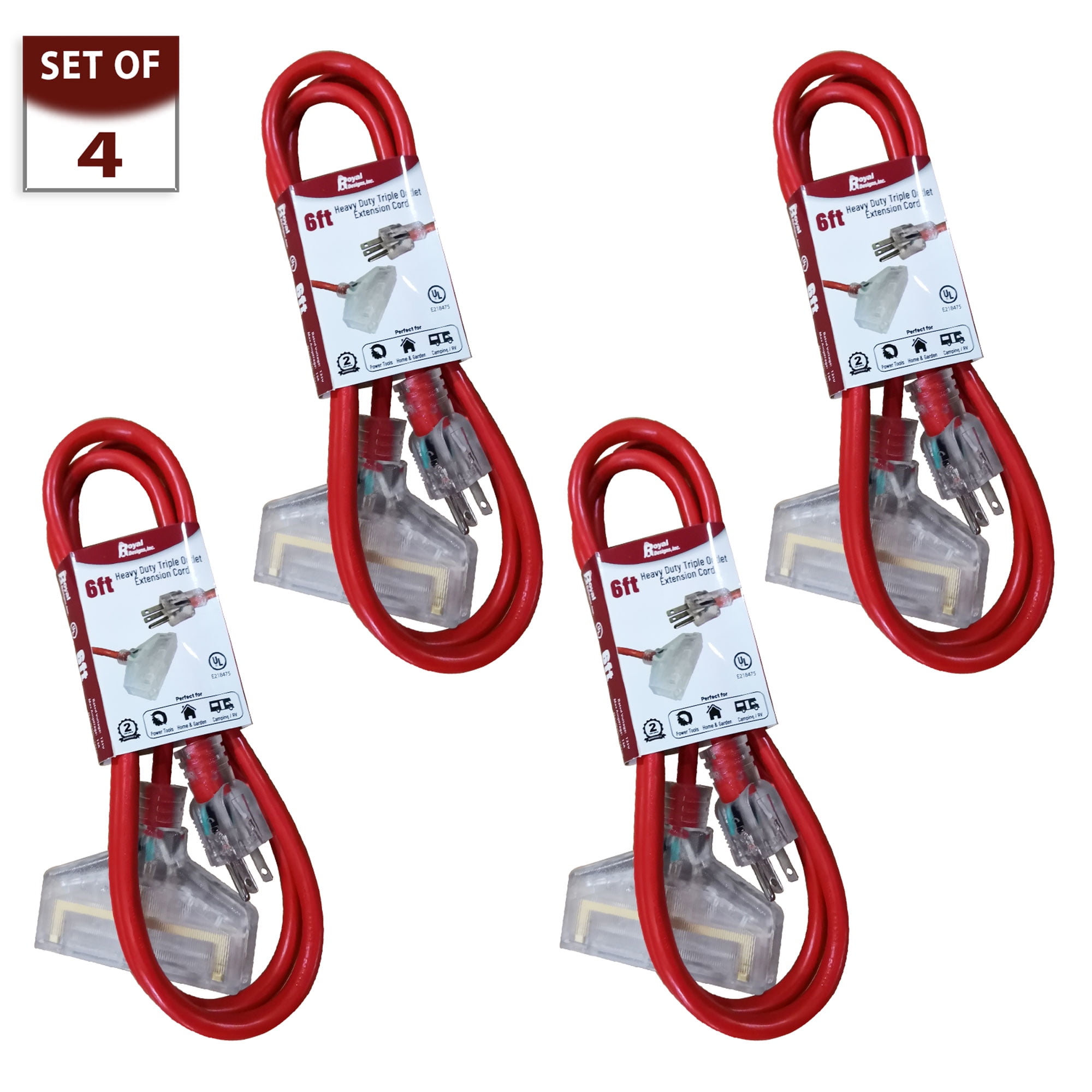 Royal Designs, Inc. Heavy Duty Extension Cord with Indicator light for ...