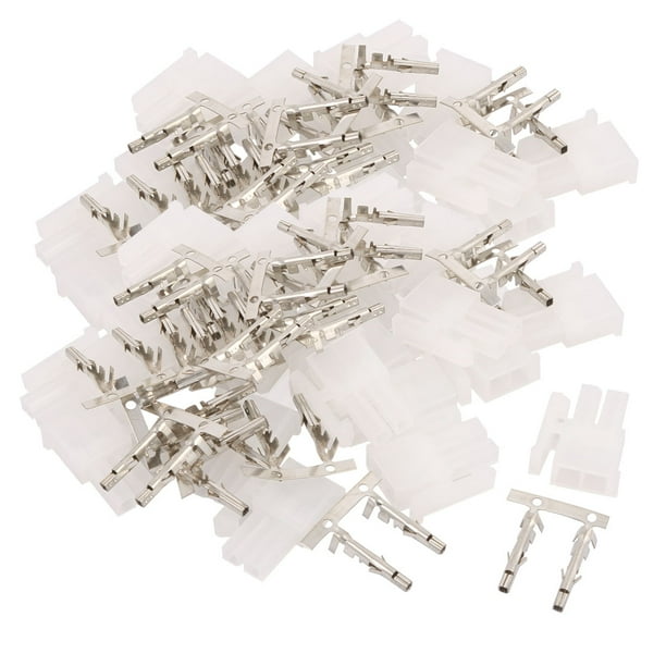 50 Sets White Plastic Dual 2 Pin Male 4.2mm Pitch + 2 Pin Terminal PC ...