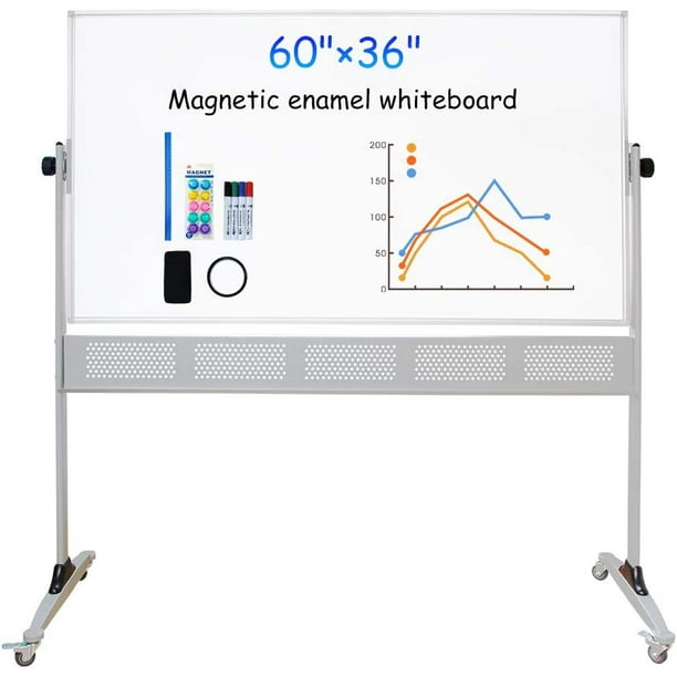 XIWODE Large Double-Sided Magnetic Whiteboard 60" x 36" Reversible ...