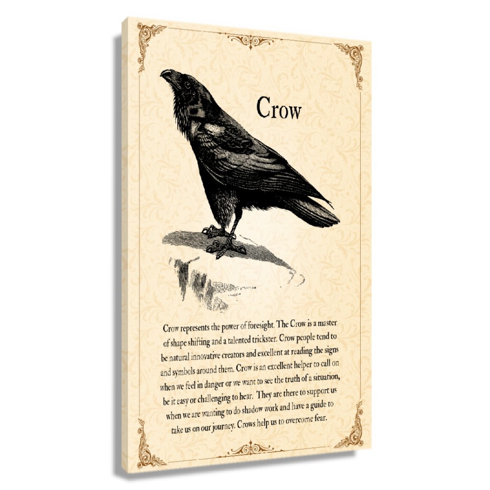 Crow Quotes Wall Art Knowledge Poster Vintage Animal Wall Art For Room ...