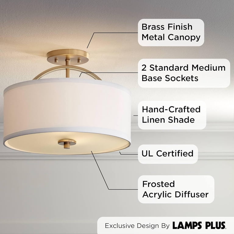 Halsted Brushed Bronze Semi Flush 15 Wide Ceiling Light | Shelly Lighting