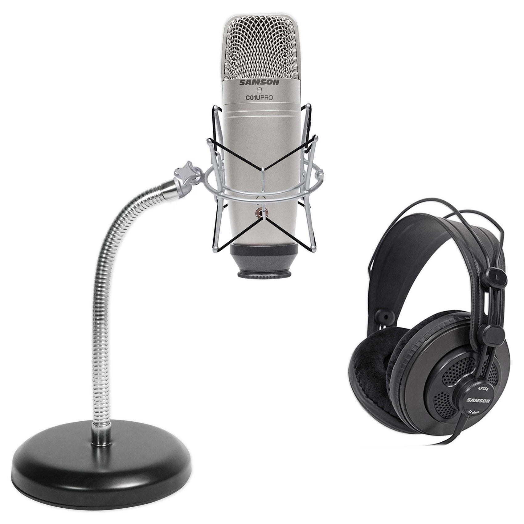 Samson C01U Pro Recording Podcast Microphone+Shock Mount+Mic Stand ...