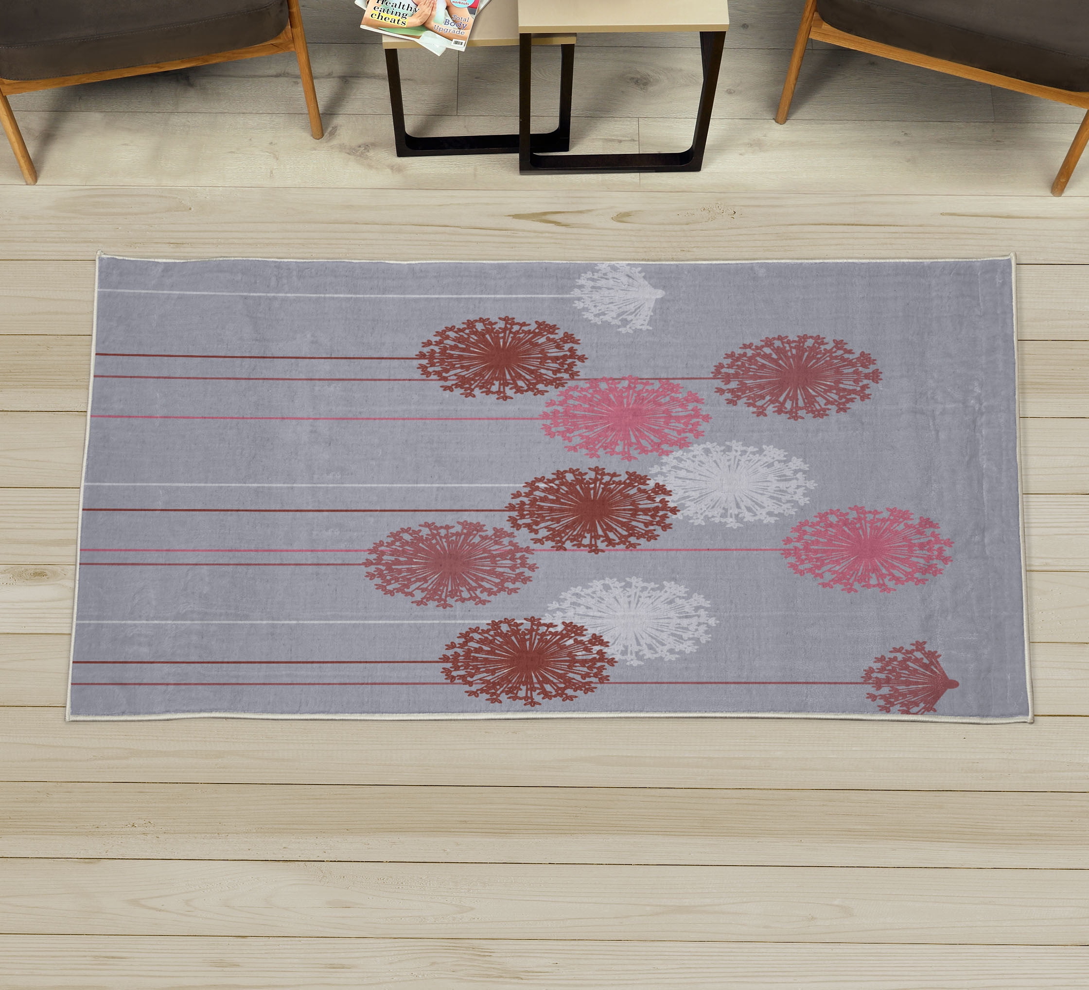 Dandelion Decorative Rug, Abstract Wildflower Silhouettes Botanical ...