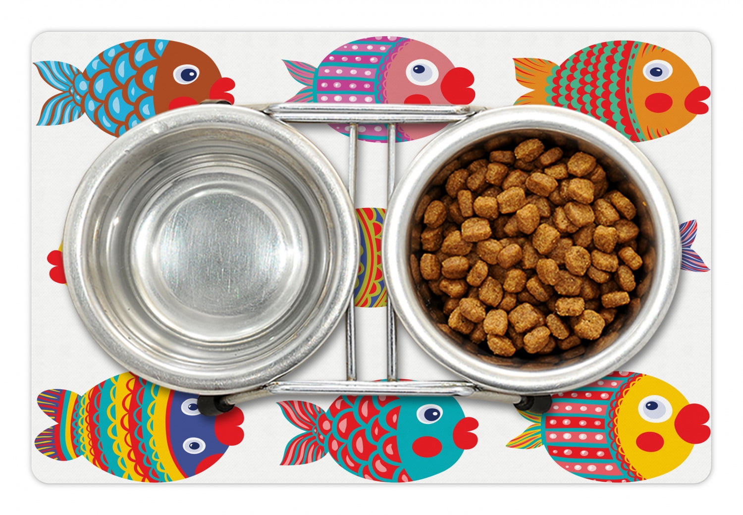 Funny Pet Mat for Food and Water, Puffers Toadfish Colorful Childish ...