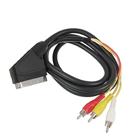 3 RCA Male Scart Cable AV Adapter TV 21p Converter Replacement ...