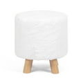 Homebeez Round Cushioned Ottoman Stool, Comfy Footrest with Wood Legs ...