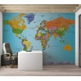 World Map Wallpaper Wall Mural - Colorful Geography - Walmart.com
