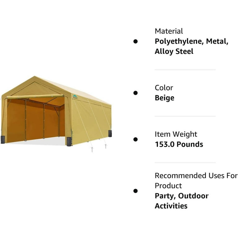 ADVANCE OUTDOOR 10x20 Ft Heavy Duty Carport Car Canopy, 41% OFF