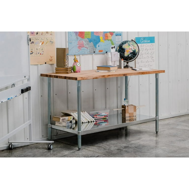 John Boos Maple Wood Top Work Table with Adjustable Lower Shelf 60 x 30 x 1.5 Walmart