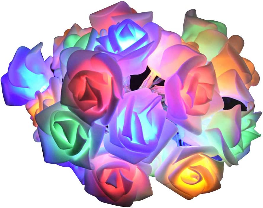 Sinhoon Rose Flower String Lights,2M 20LED Battery Operated Romantic ...