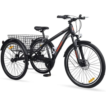 Sibosen Adult Mountain Tricycle, 3 Wheel Mountain Bike, 24/26 Inch ...