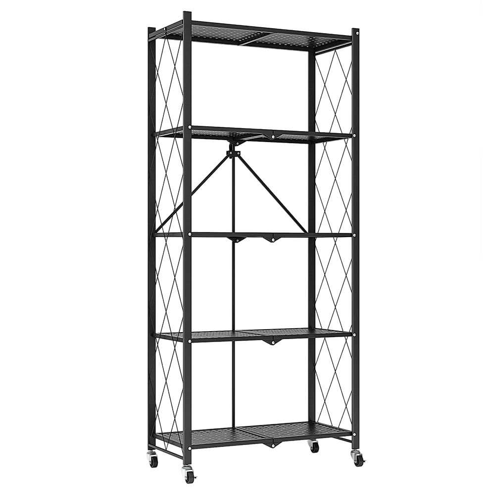 5 Tier Folding Bookshelf Foldable Metal Storage Shelf Portable 5-tier-folding-bookshelf-foldable-metal-storage-shelf-portable