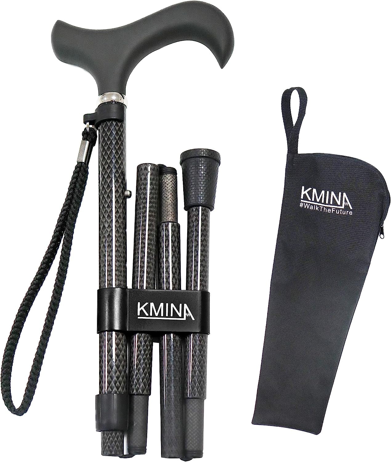 KMINA PRO - Carbon Fiber Cane, Folding Canes for Men Adjustable ...