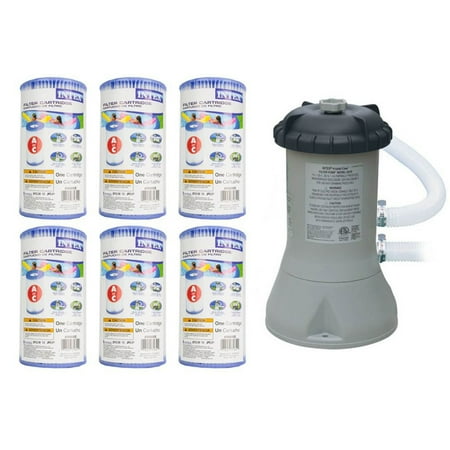 Intex 1000 GPH Pool Filter Pump with Type A & C Filter Cartridge (6 ...