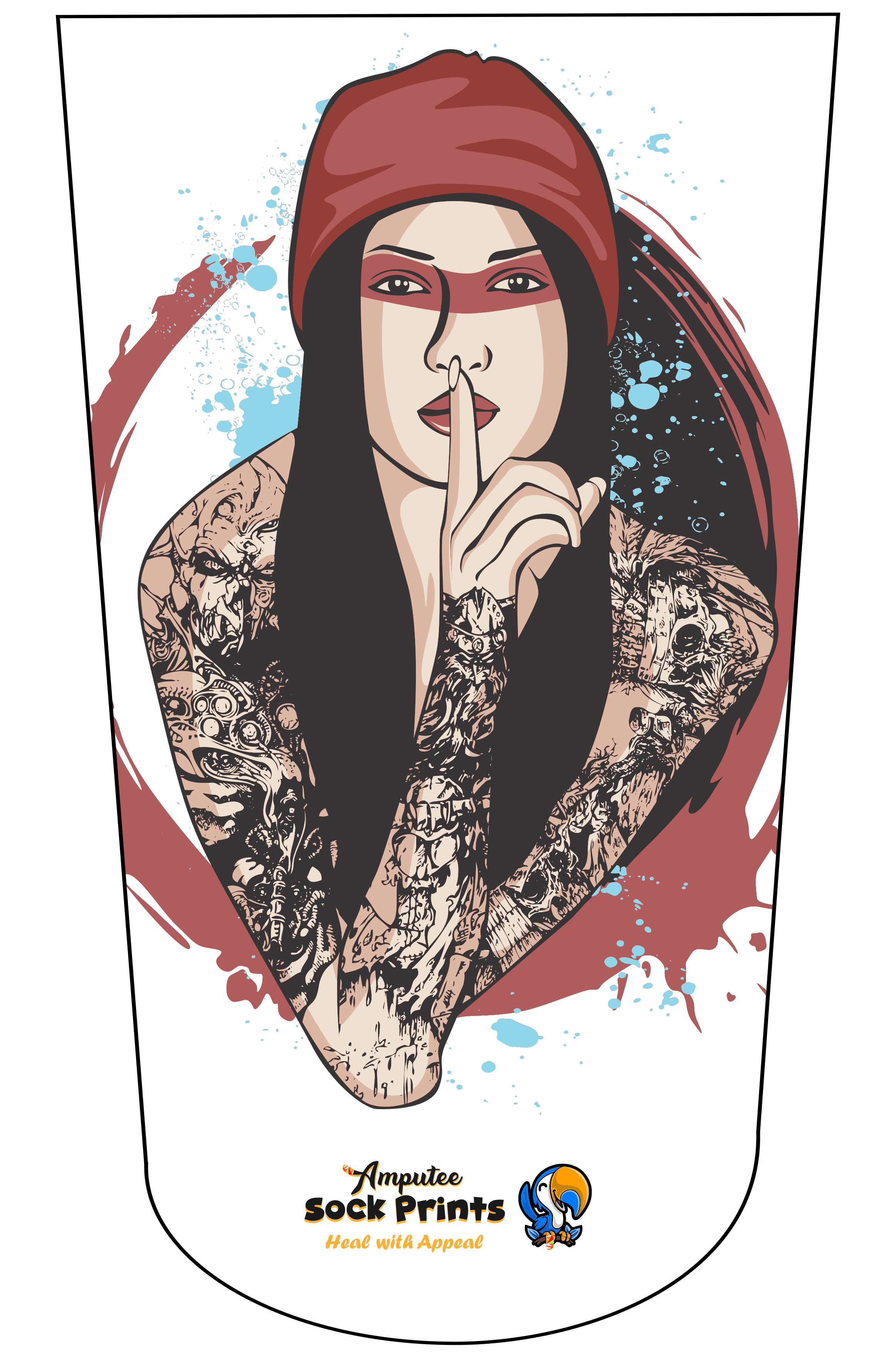 Amputee Sock "Gnome Fa La La V1" 3PLY Residual Wound, Over Shrinker ...