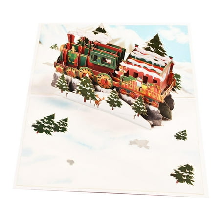 Handcrafted Folded Christmas Cards, with Envelope 3D Train Greeting ...