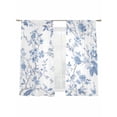 Blue Chinoiserie Floral Chiffon Sheer Curtains 72 Inches Long Bird ...