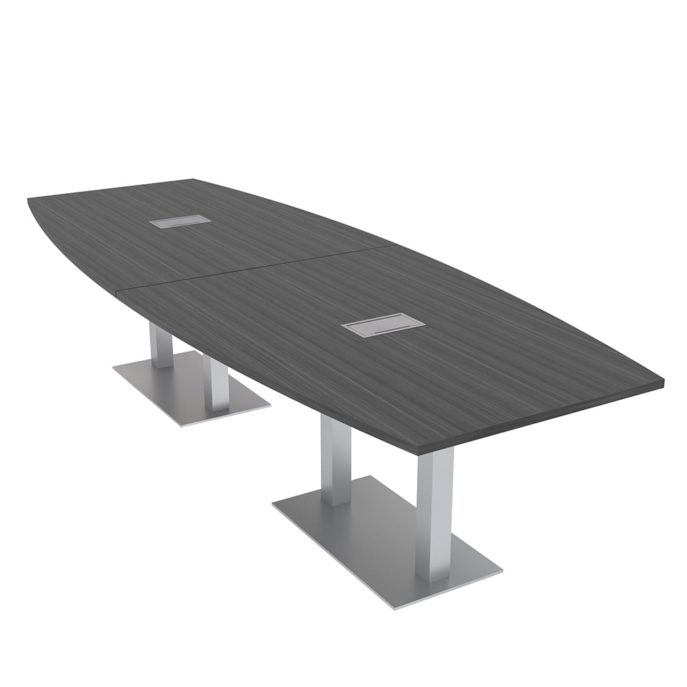 12 Person Modular Boat Shaped Powered Conference Table Metal Bases ...