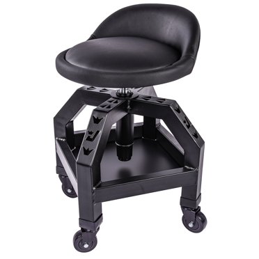 SPECSTAR Adjustable Rolling Garage Stool with Tool Tray, 360° Swivel ...