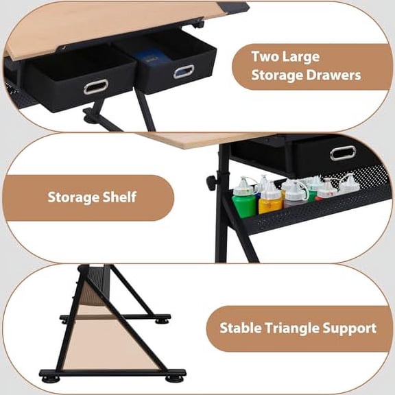 Magshion Drafting Table Desk Craft Work Station with Stool, Drawing ...