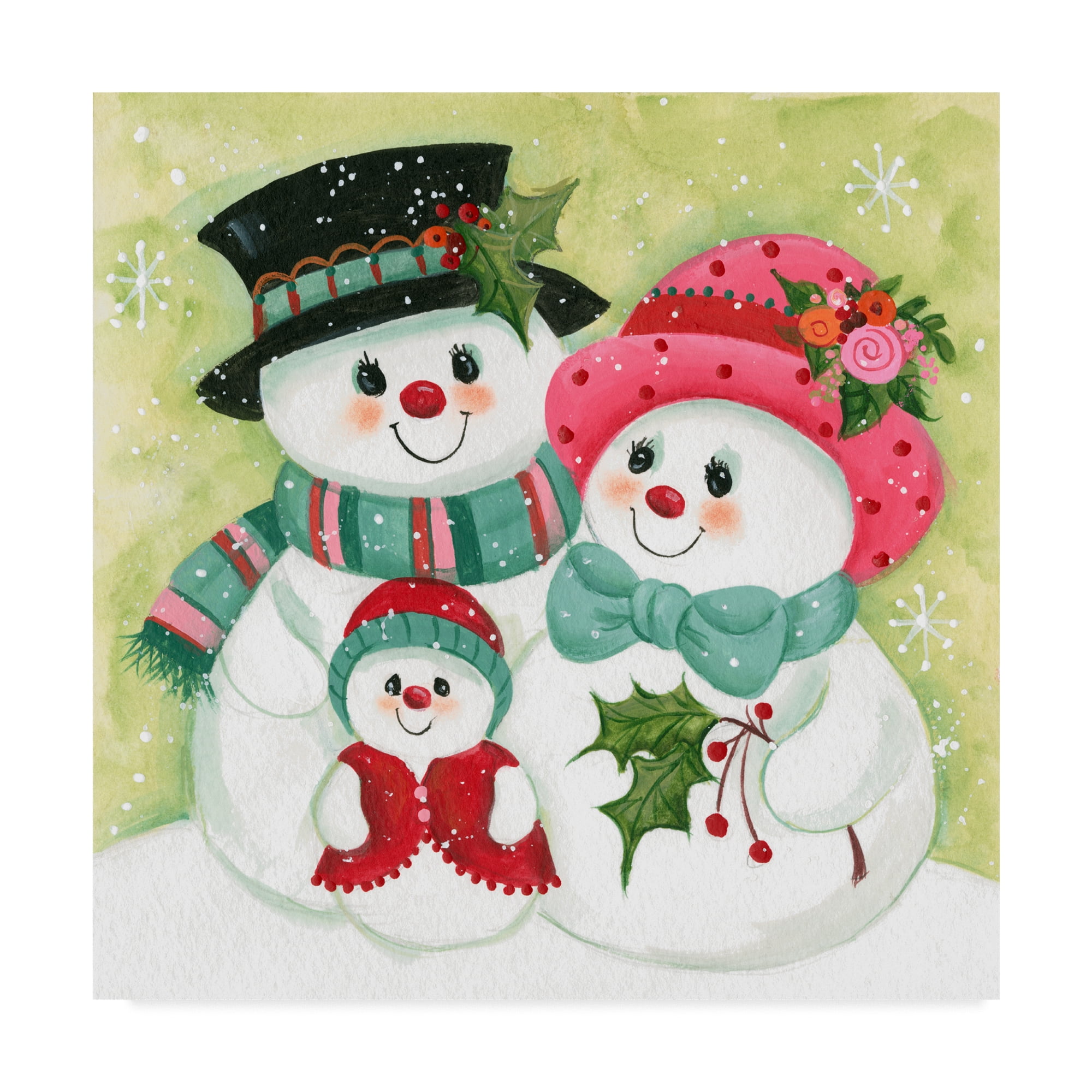 Trademark Fine Art 'Snow Family 1' Canvas Art by Beverly Johnston ...