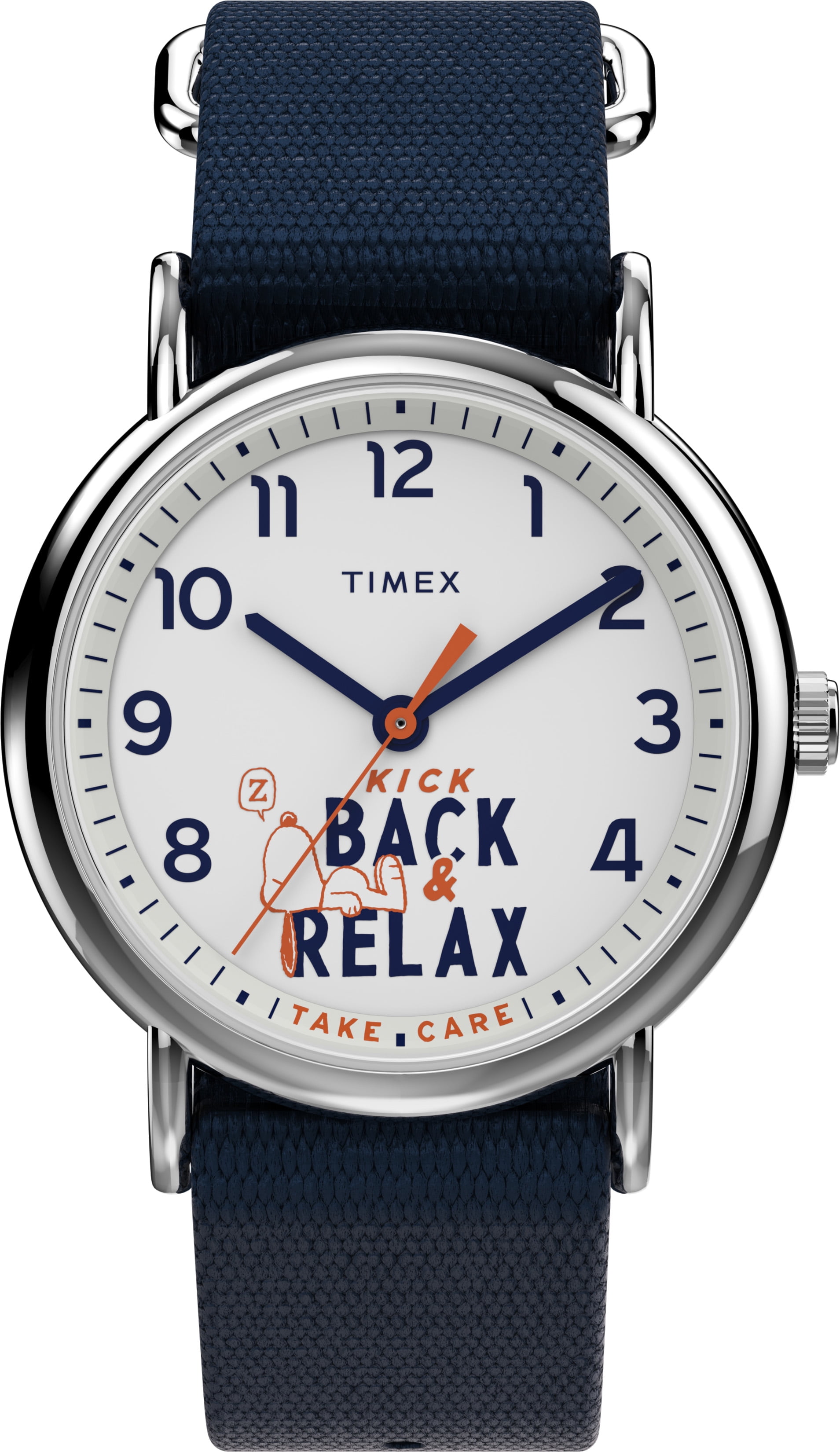 Timex X Peanuts Unisex Weekender 38mm Watch – Blue Fabric Strap Silver ...