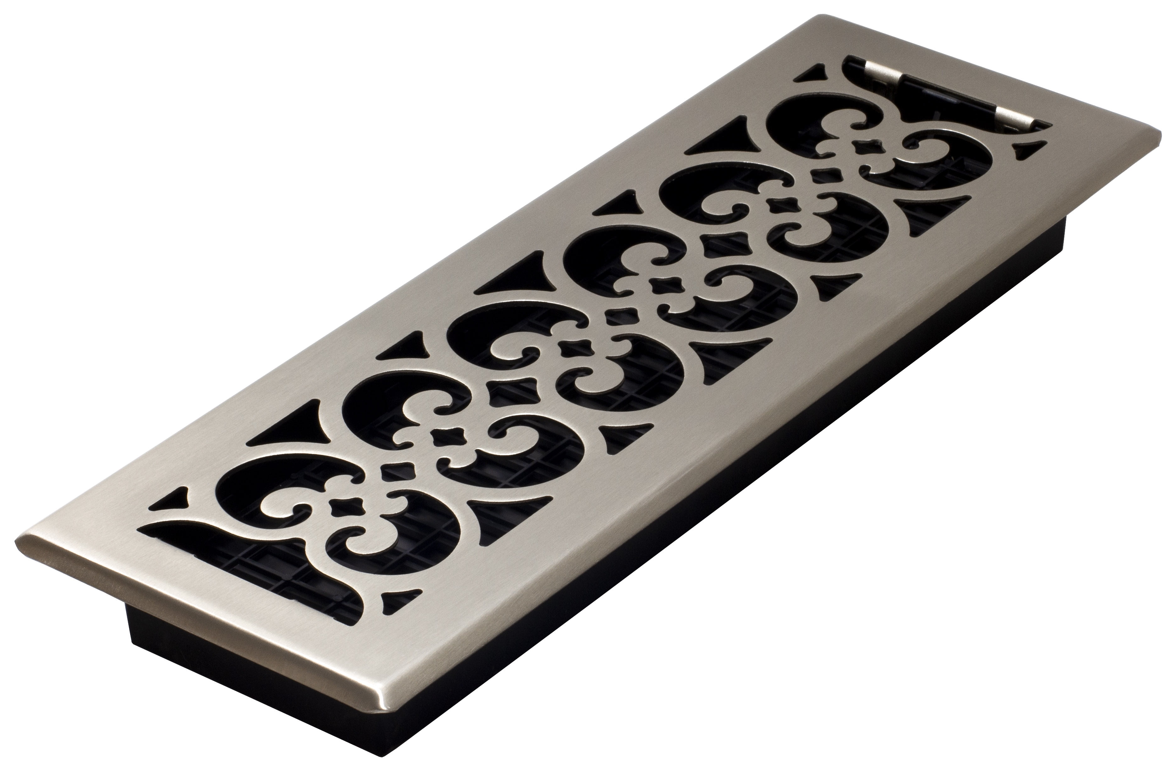 Decor Grates 4" x 14" Steel Plated Brushed Nickel Finish Scroll Design ...