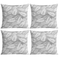 Ash Fronds Pillow Covers Set of 4, Gray Silver Slate Leaf Plant Canvas ...
