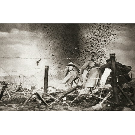 A High Explosive Shell Exploding Over French Troops During World War ...