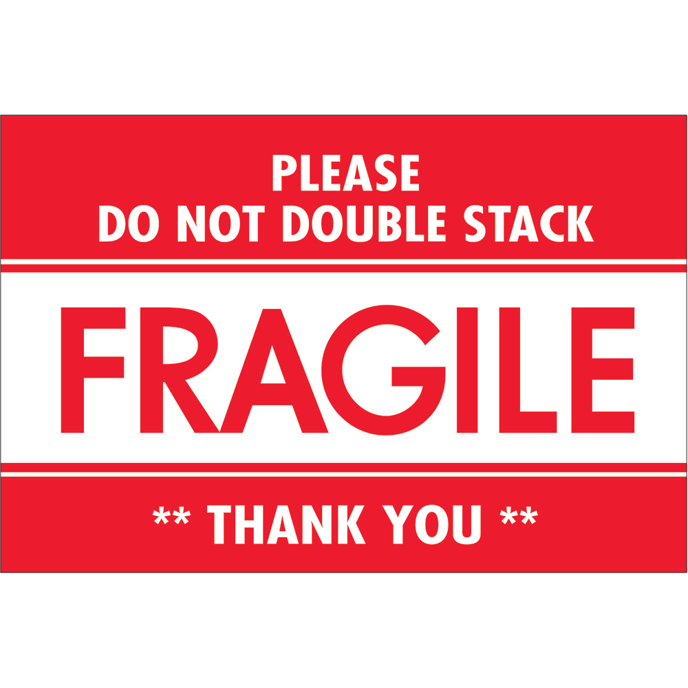 Tape Logic Labels "Fragile - Do Not Double Stack" 2" x 3" Red/White 500 ...