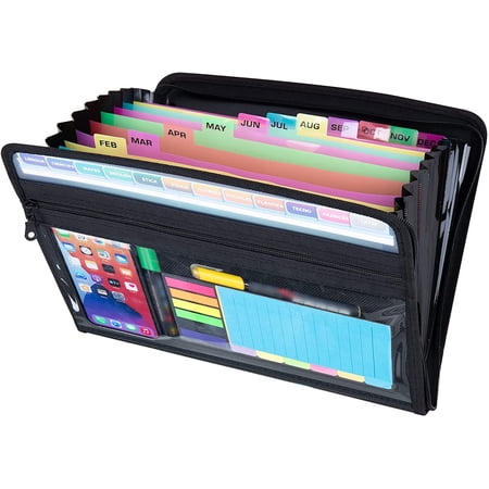 Expanding File Folder with Sticky Labels, 13 Pocket Accordion File ...