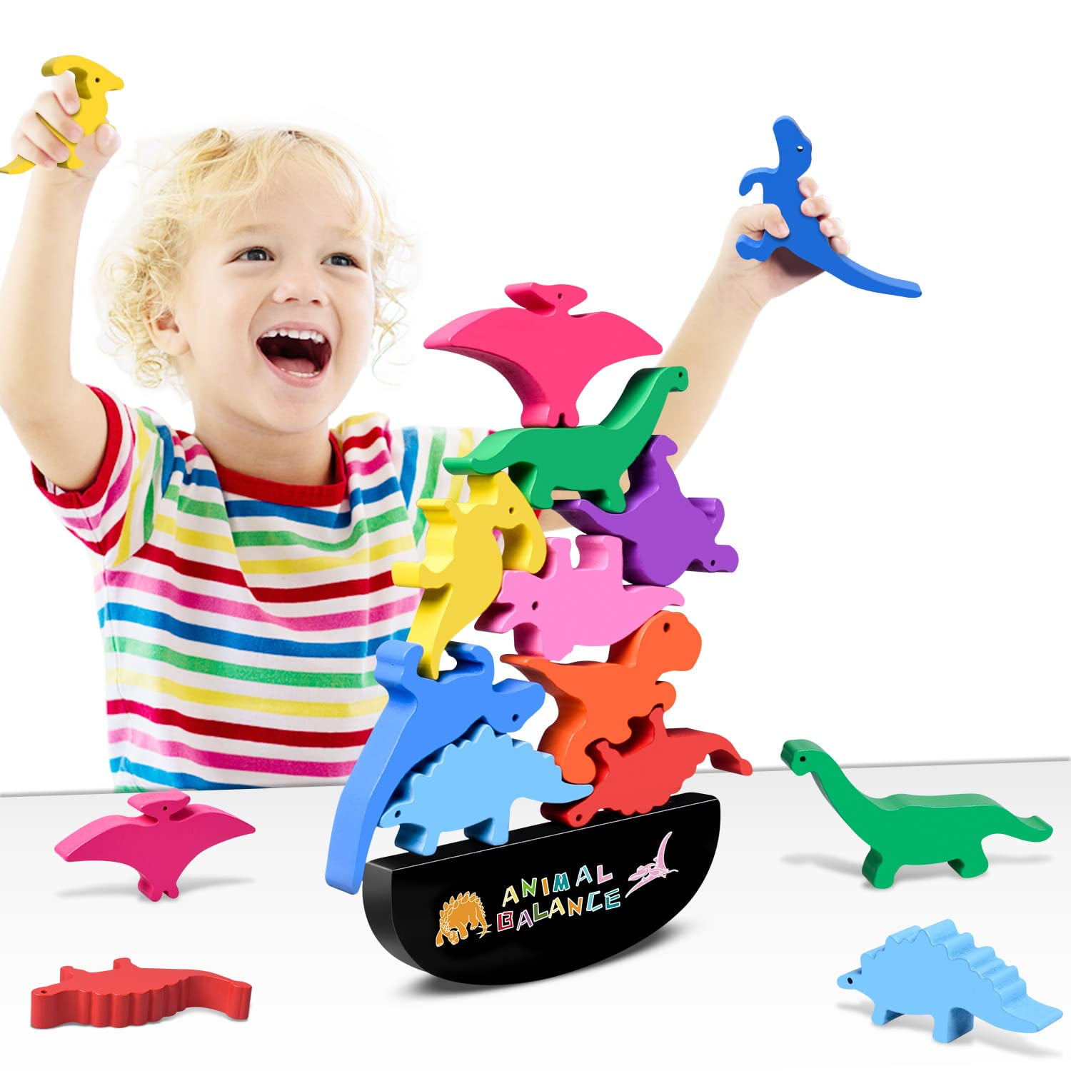 Click here for Fftroc Montessori Wooden Dinosaur Stacking Toys Fo... prices
