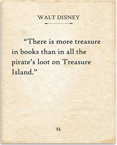 Walt Disney - There Is More Treasure In Books - Book Page Quote Art ...