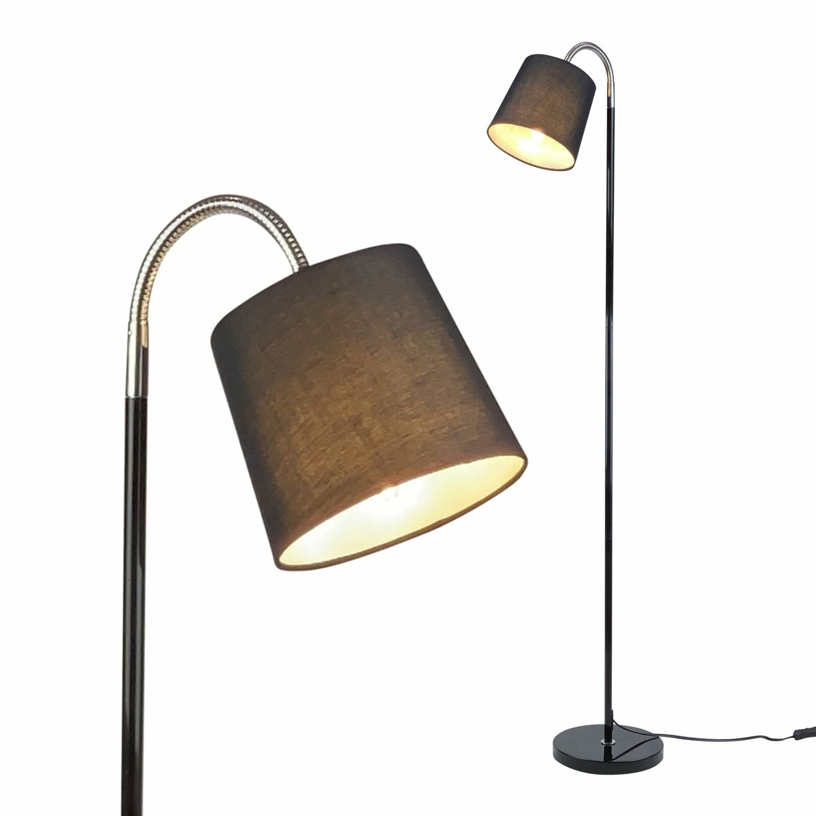 Adjustable Black Floor Lamp With Chrome Adjustable Head And White ...