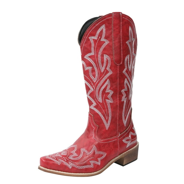 Woobling femmes cowgirl bottes bout pointu chaussures vintage large ...