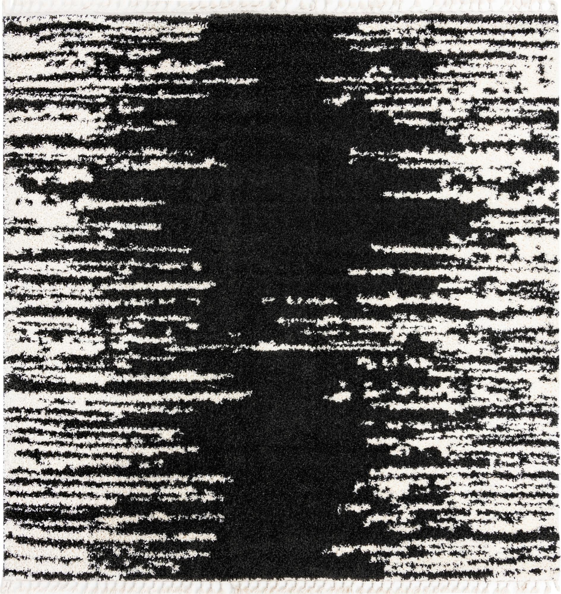 Rugs.com Serenity Shag Collection Rug – 10 Ft Square Black And White ...