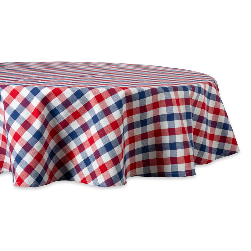 Design Imports Red & Blue Check Tablecloth 70" Round, Seats 4-6 ...