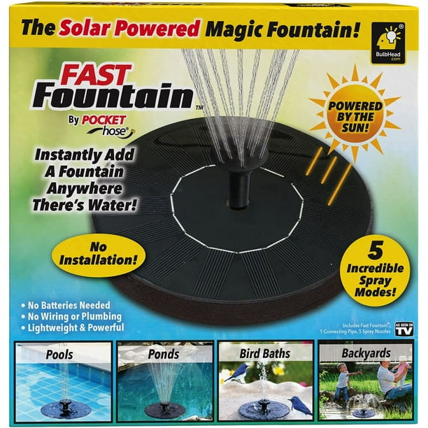 Fast Fountain by Pocket Hose, as Seen on TV, Solar Power Water Fountain ...