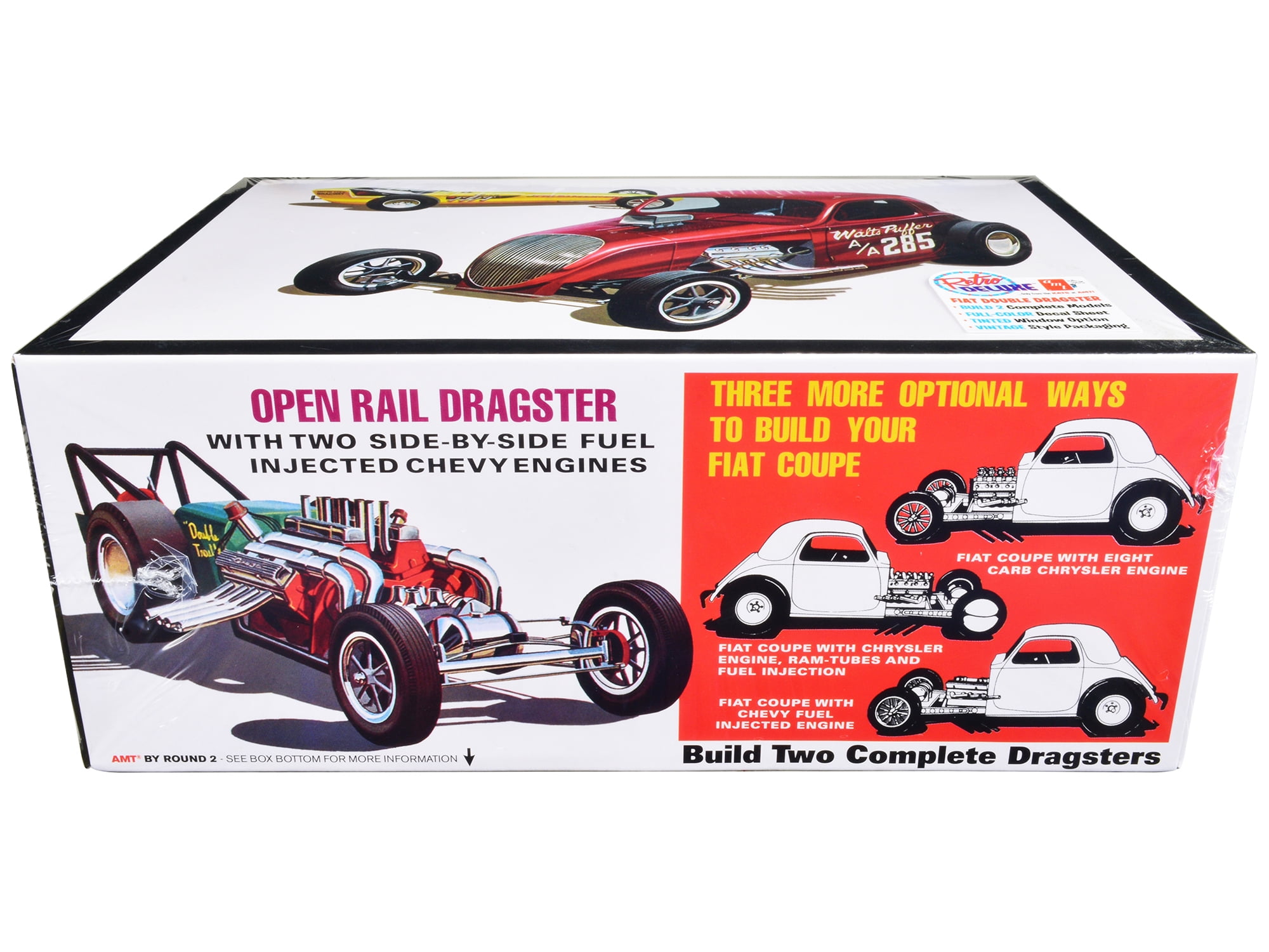 Diecast Skill 2 Model Kit Fiat Double Dragster Set of 2 Kits 1/25 Scale ...
