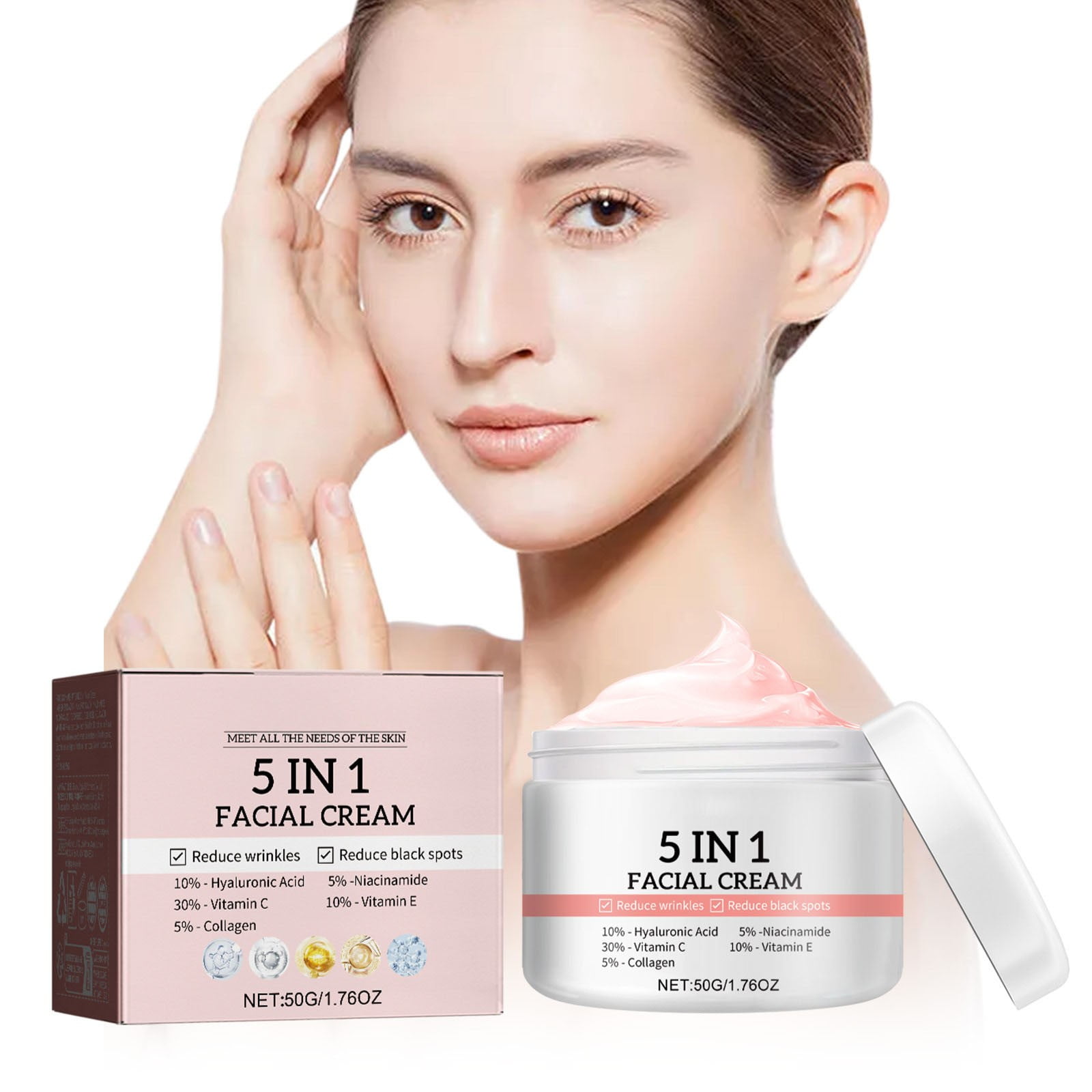 Ganfancp Crema Compacta Antiarrugas 5 En 1 Crema Facial Hidratante Antienvejecimiento Ofertas ...