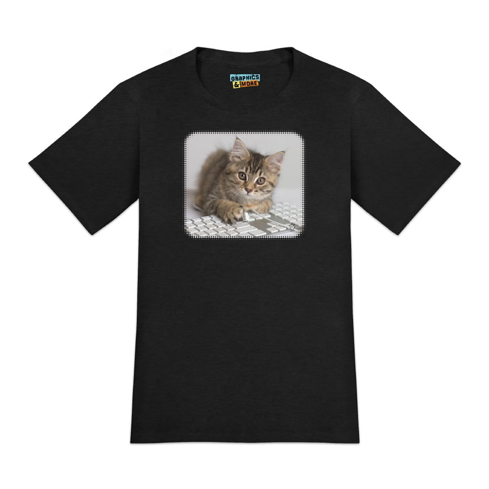 Shorthair Tabby Kitten Cat Computer Mouse Keyboard Men's Novelty T ...