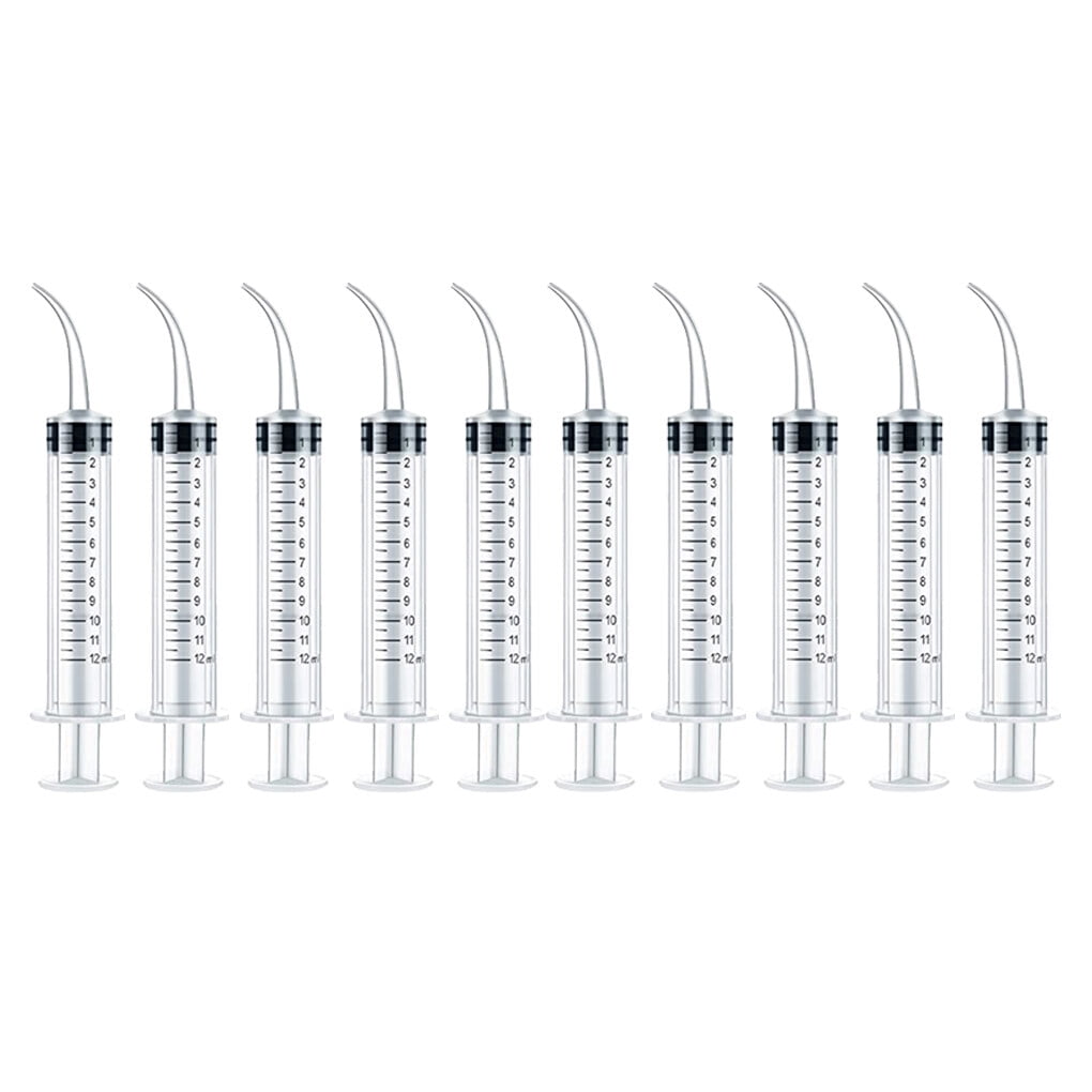 Thinsony 10 Pieces Plastic Syringes Set 12ml Curved Straight Tip ...