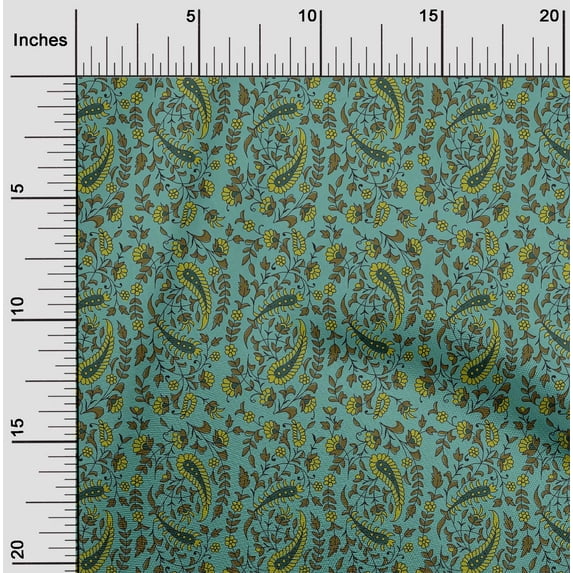 oneOone Cotton Silk Fabric Leaves|Floral & Paisley Block Print Fabric ...