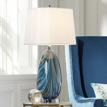 Possini Euro Design Pablo Modern Table Lamp 27" Tall Blue Art Glass ...