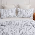 TELIZ Branch Quilt Set,White Printed with Black Botanical Pattern, All ...