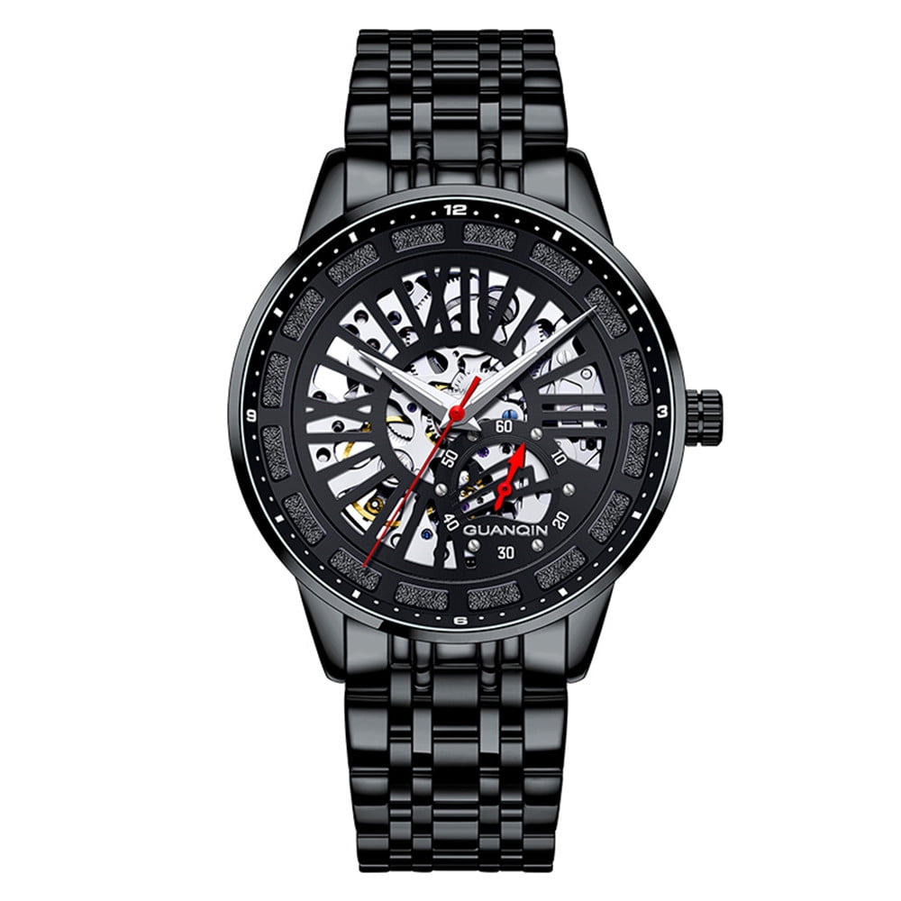 GUANQIN Skeleton Automatic Mechanical Men Wristwatch Business Stainless ...