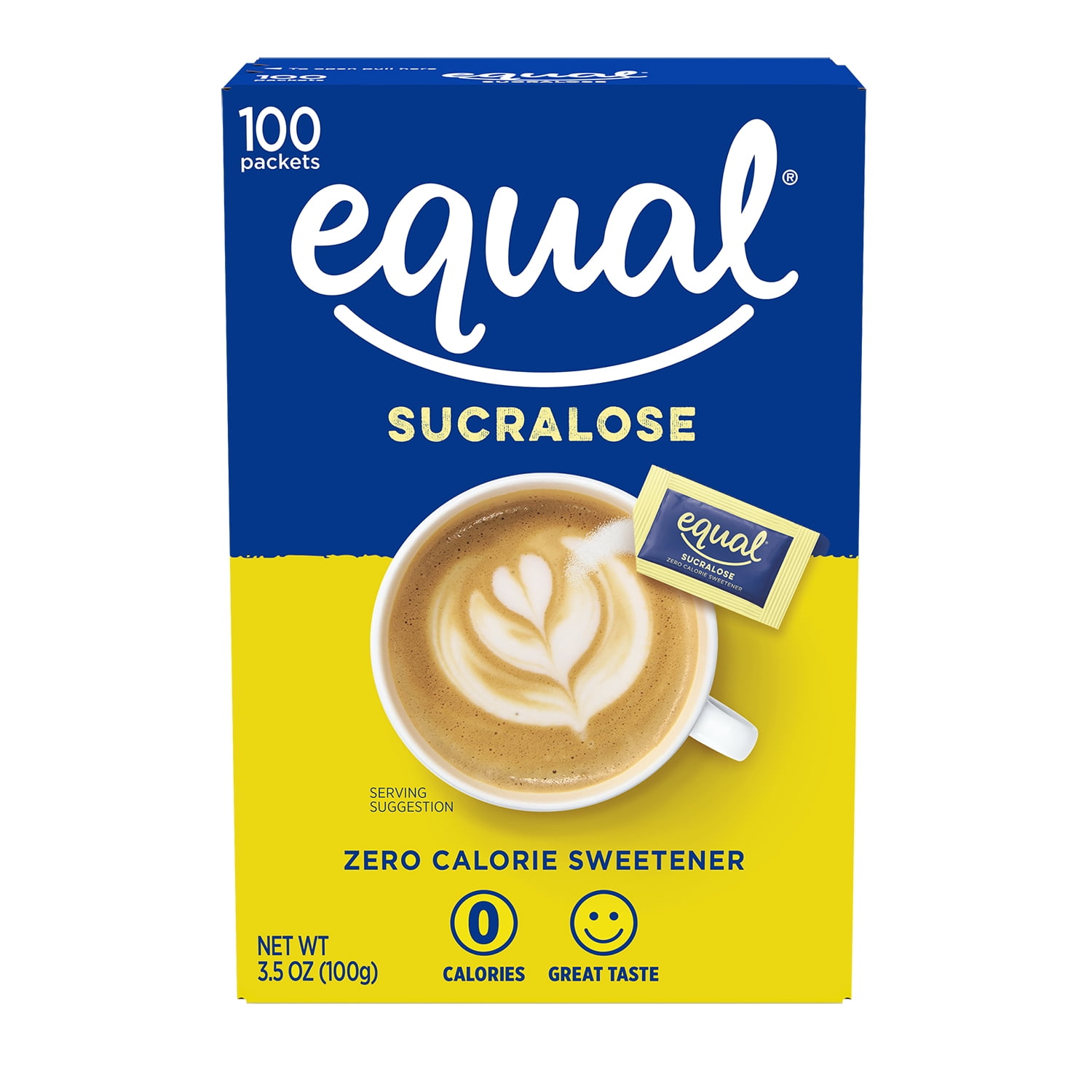 Equal Sucralose Zero Calorie Sweetener Packets, Sugar Free, 100 Ct ...