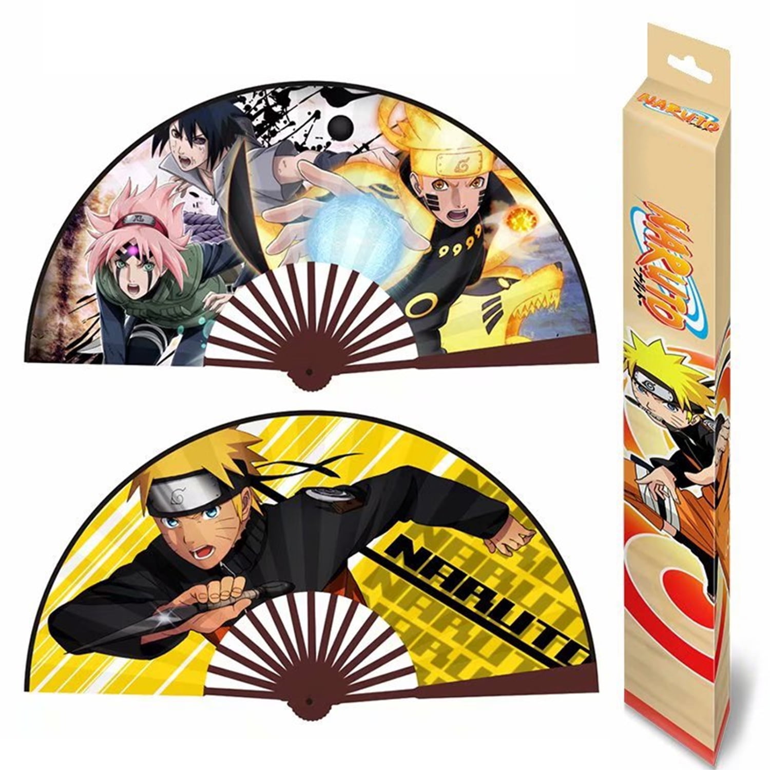 Anime HD Printed Naruto Sasuke sakura Waterproof Wooden Folding Hand ...