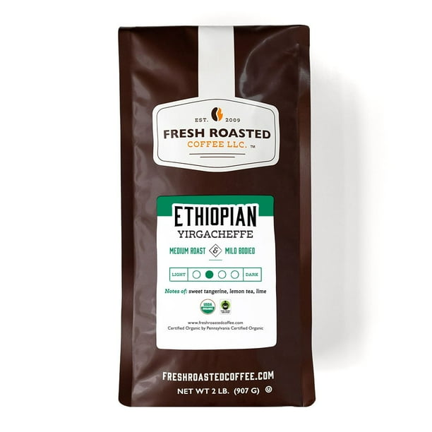 Fresh Roasted Coffee, Organic Ethiopian Yirgacheffe Coffee, Medium Roast, Whole Bean, 32 oz ...