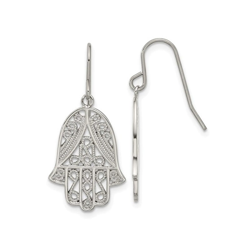 Click here for Gem And Harmony Stainless Steel Hamsa Dangle Earri... prices